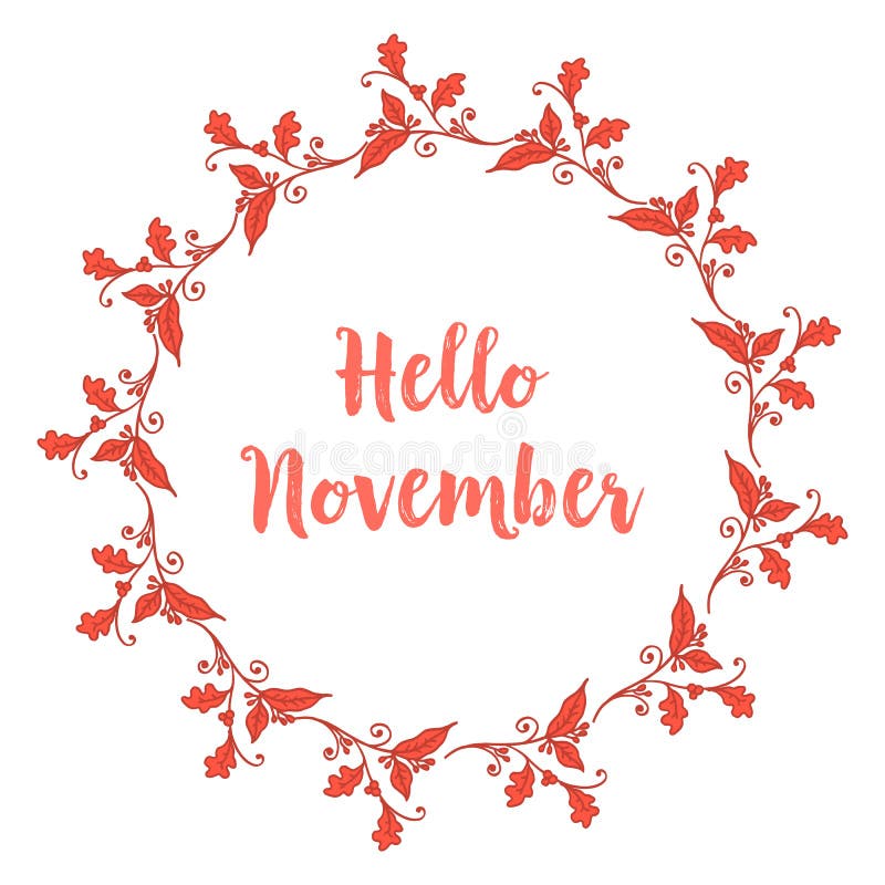 Design Banner of Hello November with Beauty of Autumn Leaf Frame ...