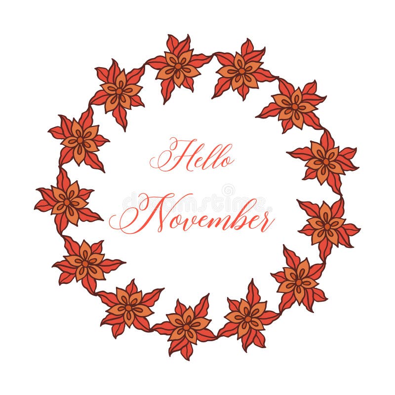 Design Banner Hello November, with Graphic Autumn Leaf Flower Frame ...