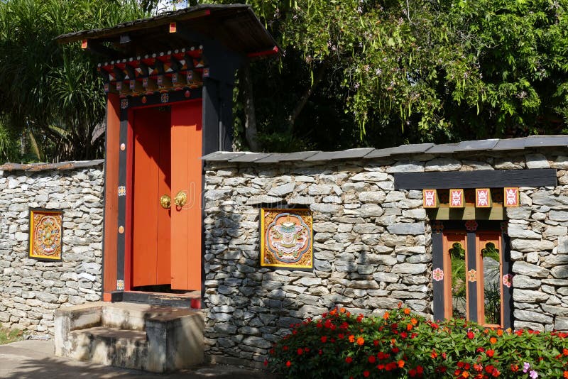 The Painting on Bhutan Architecture Stock Image - Image of paint ...