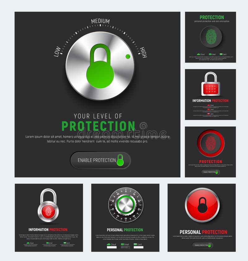 Design of Black Square Banners To Protect Information. Stock Vector ...