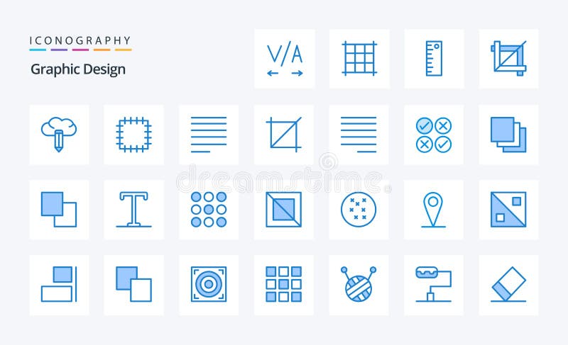 25 Design Blue icon pack stock vector. Illustration of pencil - 264601171
