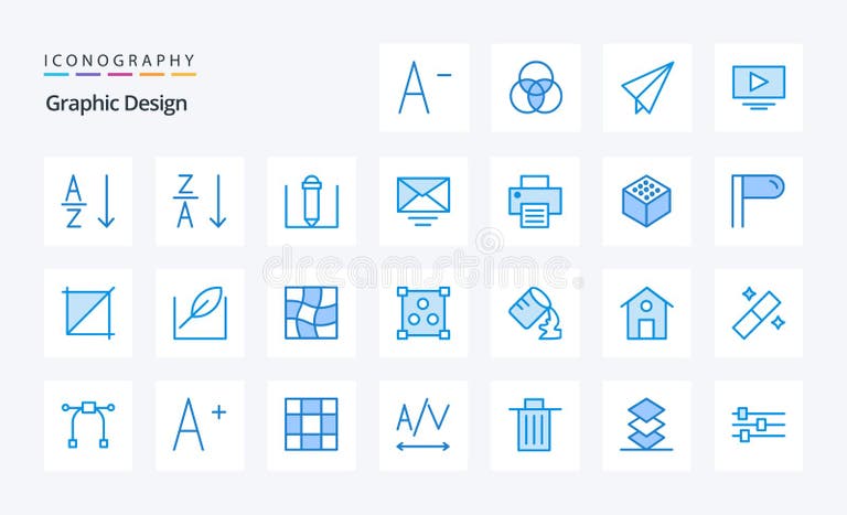 25 Design Blue icon pack stock vector. Illustration of email - 264635004