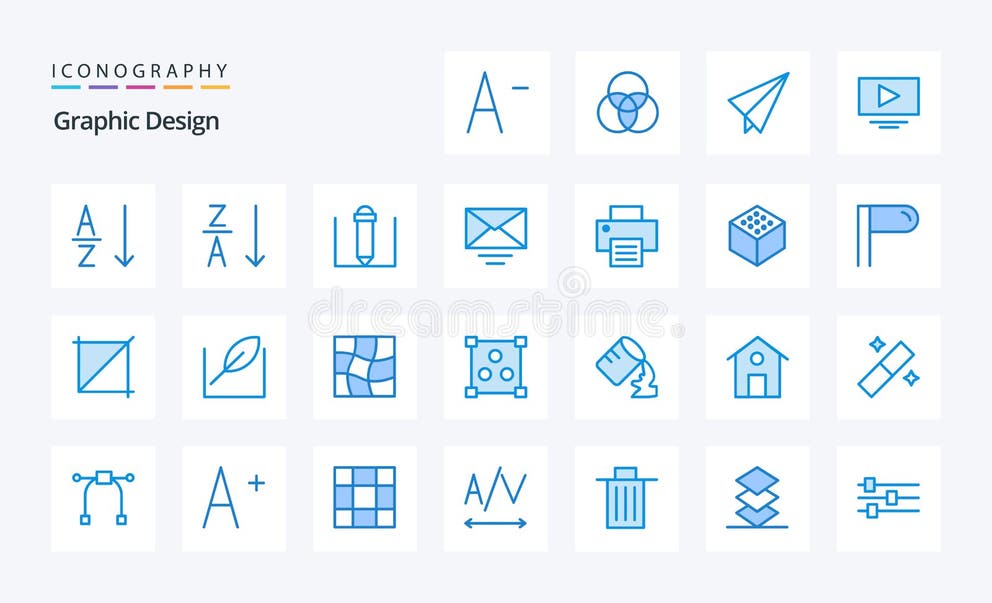 25 Design Blue icon pack stock vector. Illustration of email - 264635004