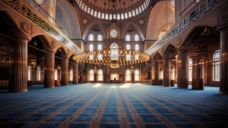 Design Blue Mosque Interior Stock Image - Image of mihrab, design ...