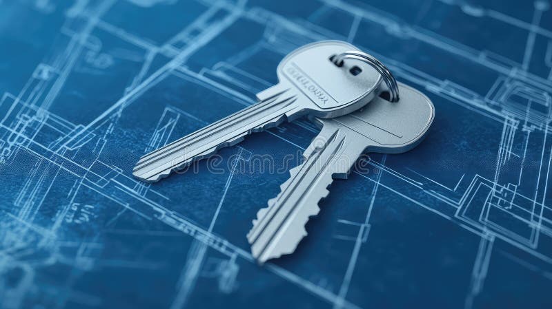 Design Blueprint Style Cross Section of House Keys Stock Illustration ...
