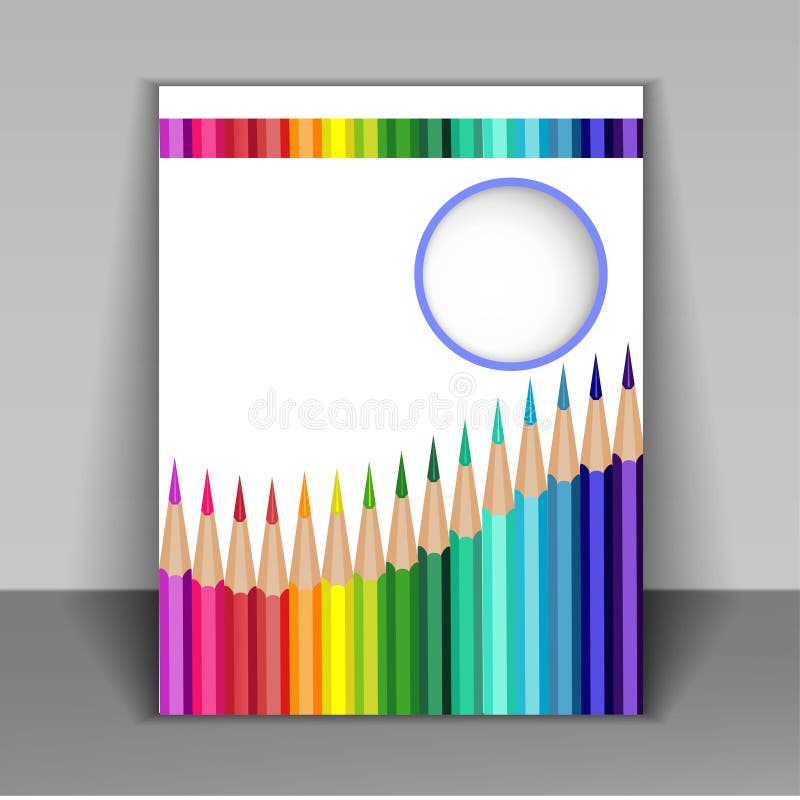 Design Booklet with Colored Pencils Stock Vector - Illustration of mail ...