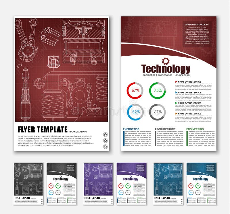 Design Brochures With Technical Drawings Stock Vector - Illustration of ...