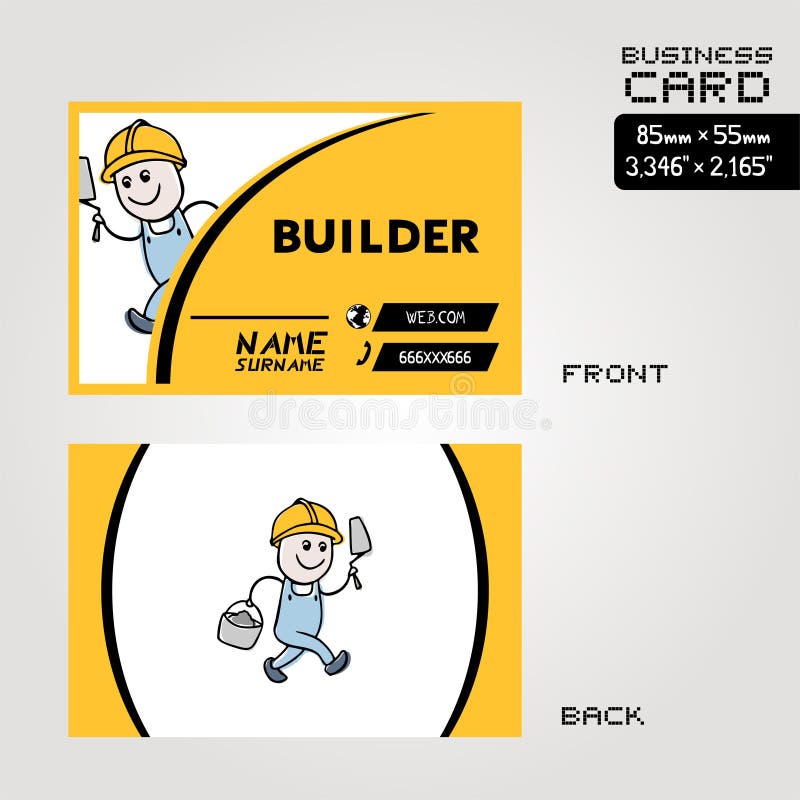 Design of Builder Worker Visit Card Stock Vector - Illustration of ...