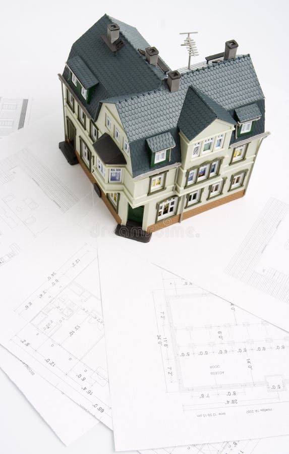 Design for a Building and Mock-up of Future House Stock Photo - Image ...