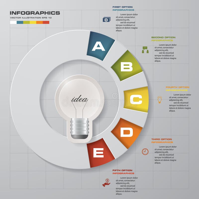 Design Business Chart 5 Steps Diagram in Light Bulb Shape. Stock Vector ...