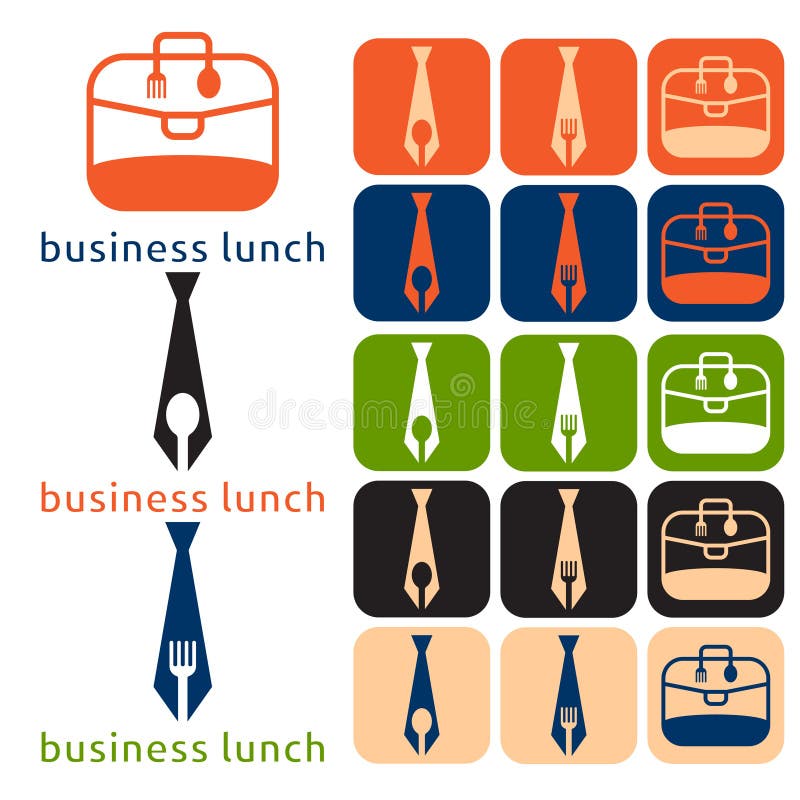 Design Business Lunch and Icon Set Flat Design Stock Vector ...