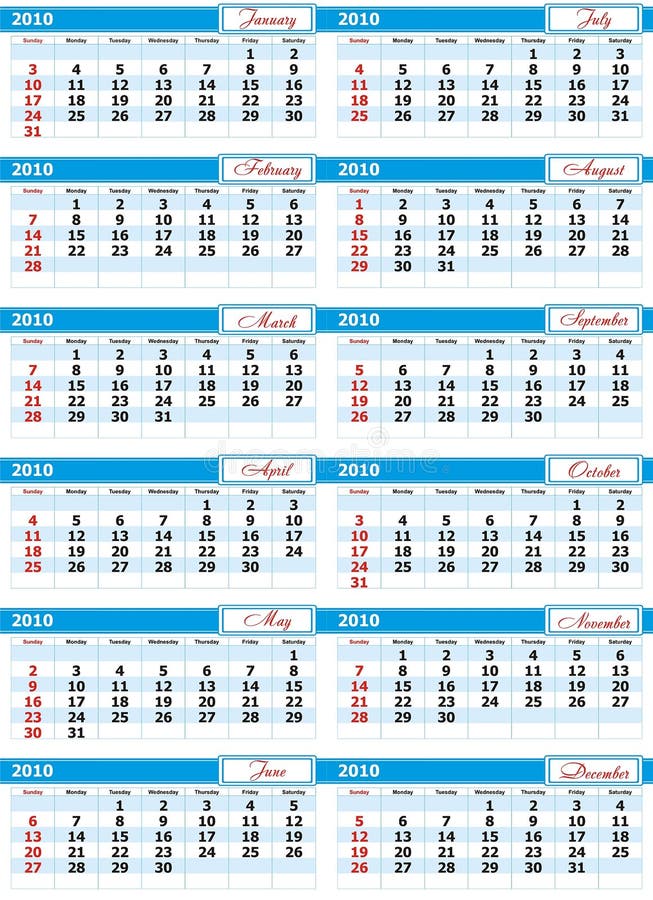 Calendar 2010 stock vector. Illustration of annual, future - 10440645