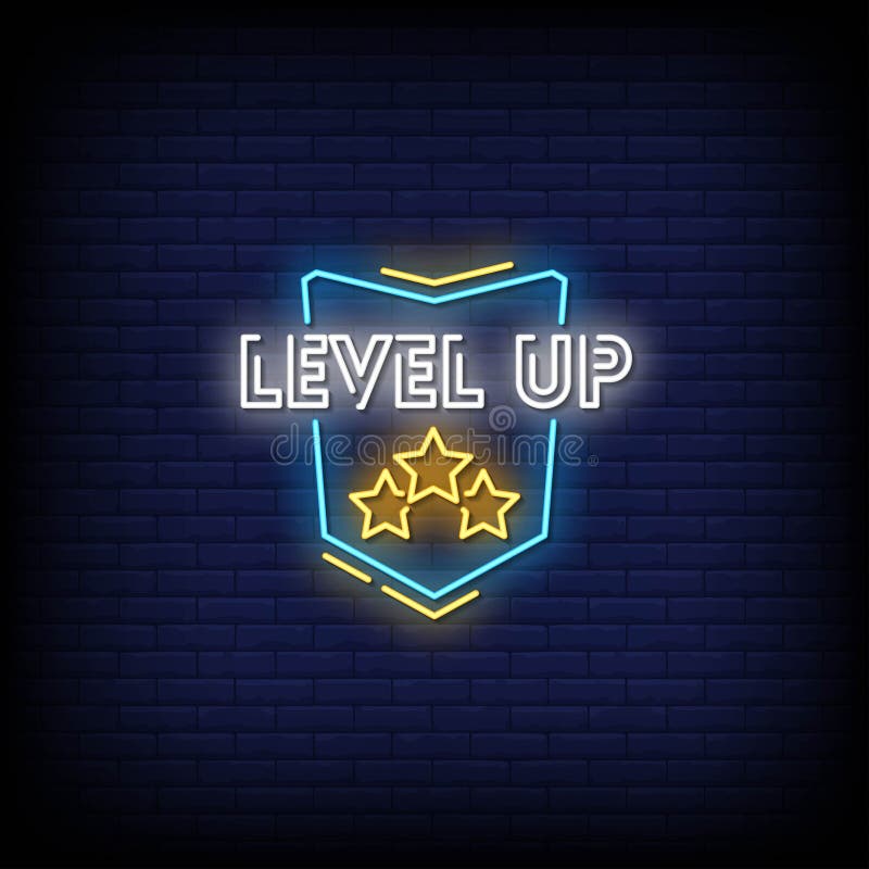 Level Up Neon Signs Style Text Vector Stock Vector - Illustration of ...