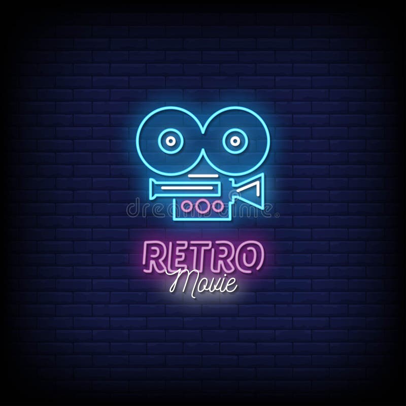 Retro Movie Neon Signs Style Text Vector Stock Vector - Illustration of ...