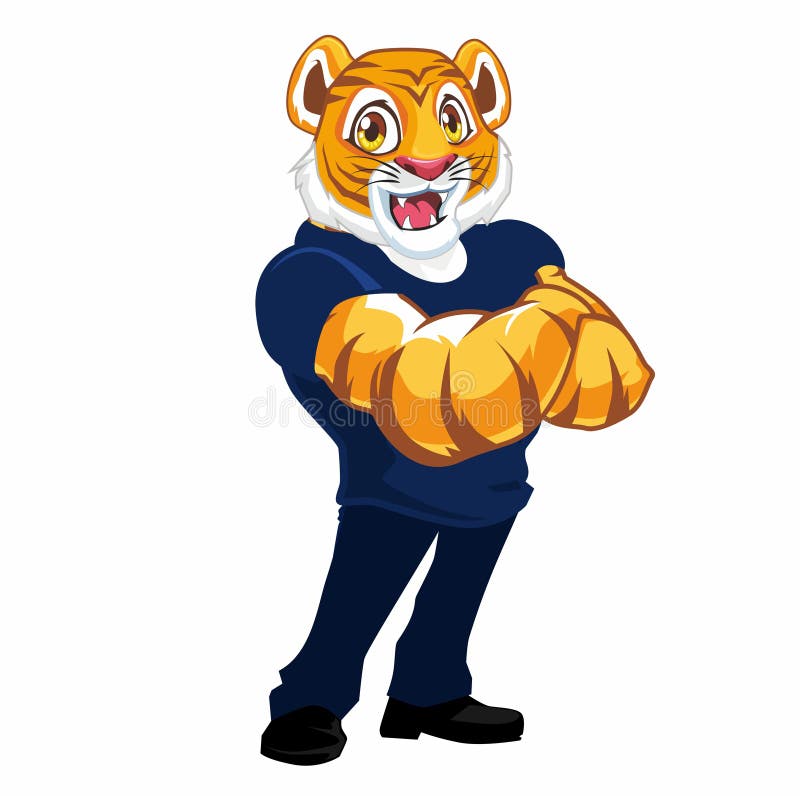 Muscle Tiger Mascot Logo Template Stock Vector - Illustration of biceps ...