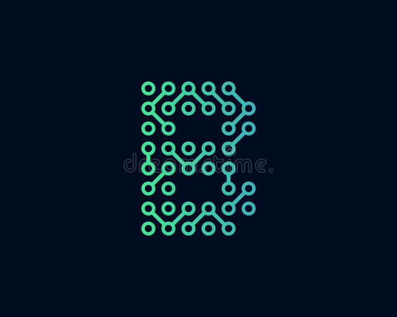 B Circuit Technology Letter Logo Icon Design Stock Vector ...