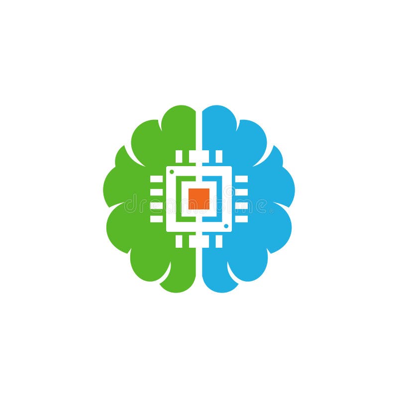 Chip Brain Logo Icon Design Stock Vector - Illustration of learning ...