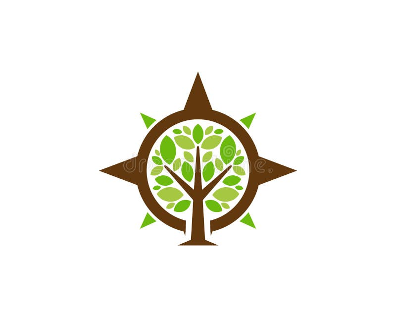 Compass Tree Logo Icon Design Stock Vector - Illustration of journey ...