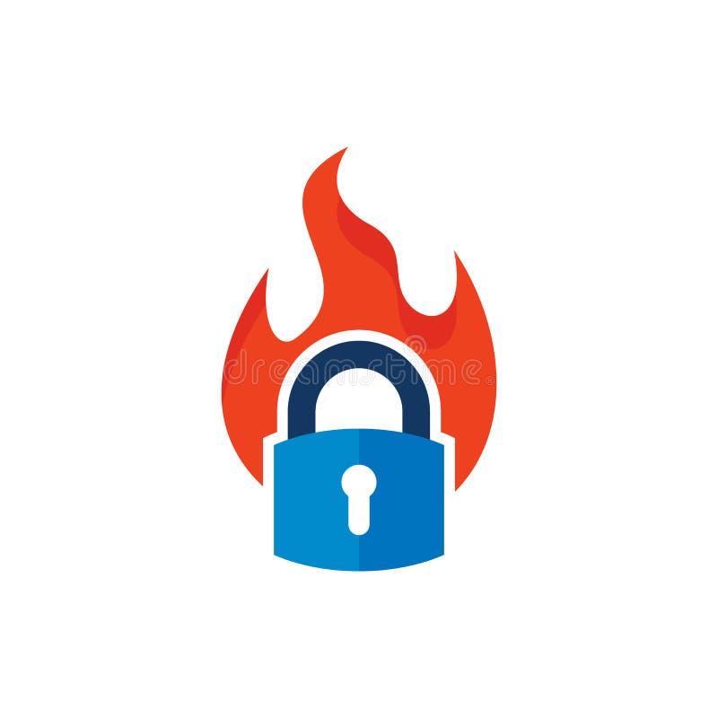 Fire Lock Logo Icon Design stock vector. Illustration of design - 126592120