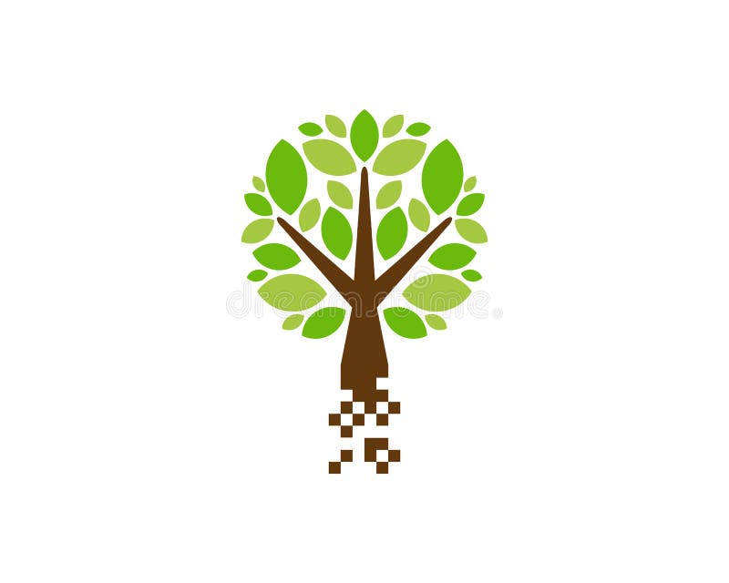 Pixel Tree Logo Icon Design Stock Vector - Illustration of logotype ...