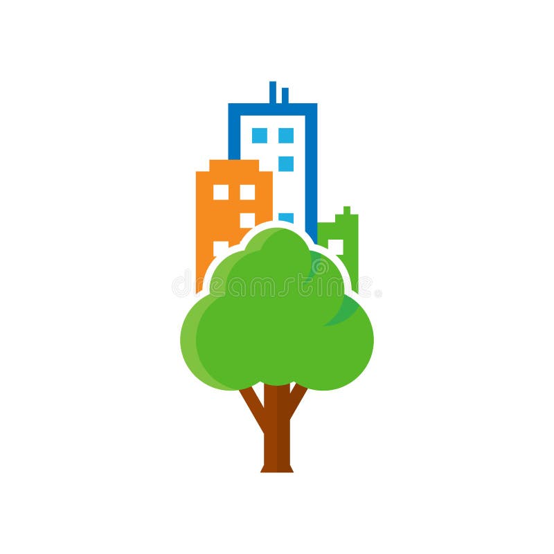 Tree Town Logo Icon Design stock vector. Illustration of design - 127772450