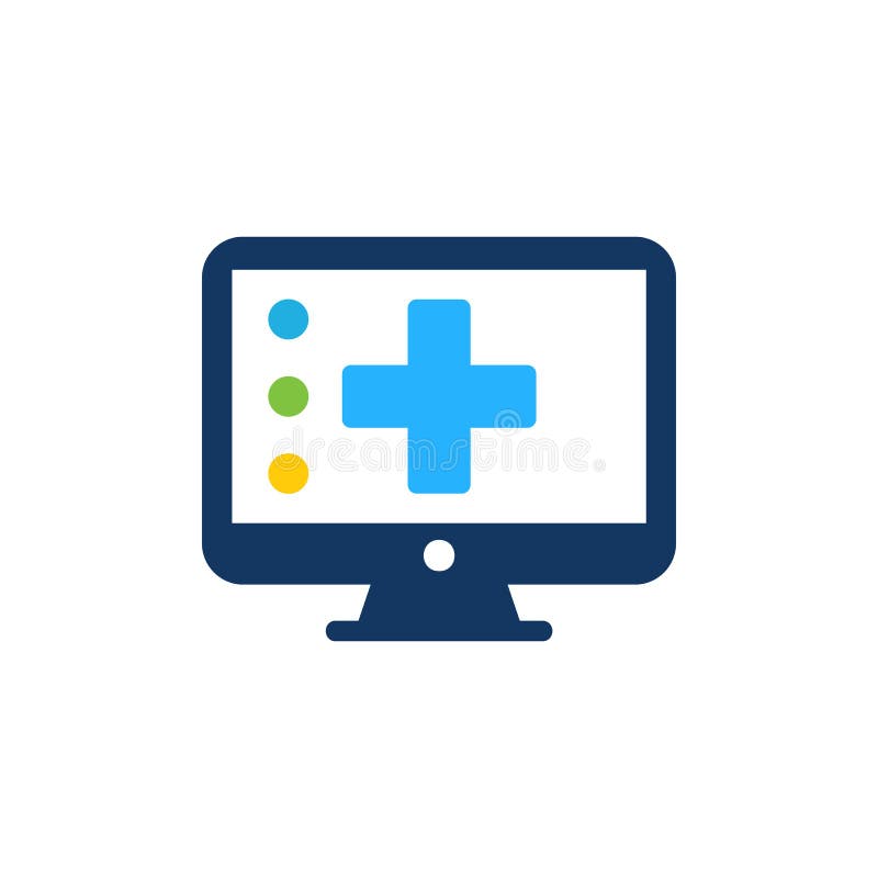 Computer Medical Logo Icon Design Stock Illustration - Illustration of ...