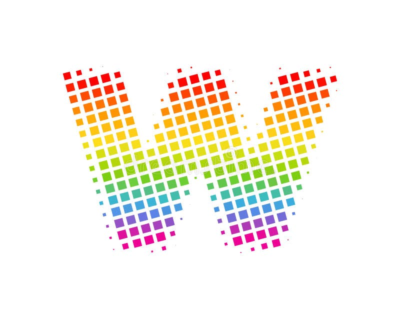 W Halftone Letter Colorful Dot Logo Icon Design Stock Vector ...