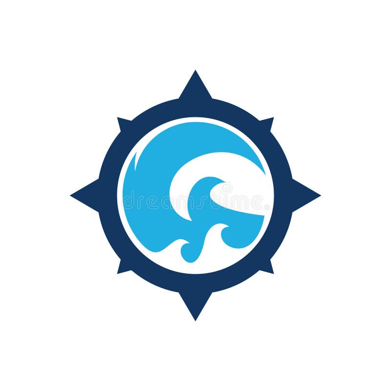Wave Compass Logo Icon Design Stock Vector - Illustration of geography ...