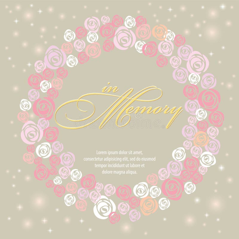 Design Card with Sweet Rose Wreath in Memory Stock Vector ...