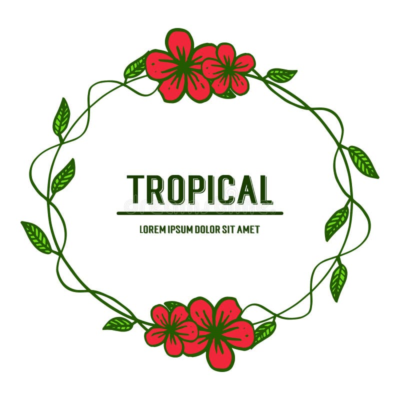 Design Card Tropical, Shape Circular Leaf Flower Frame with Space for ...
