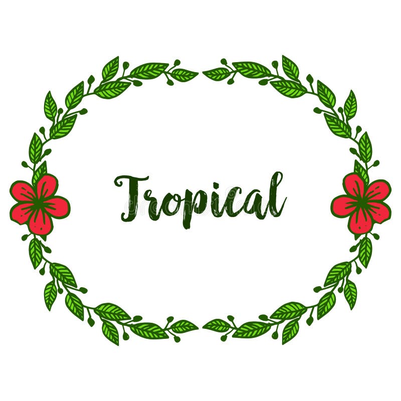 Design Card Tropical, Shape Circular Leaf Flower Frame with Space for ...