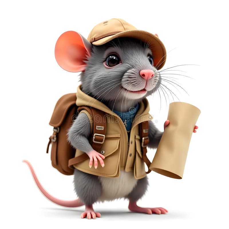 Adventurous Cartoon Rat Explorer Stock Illustration - Illustration of ...