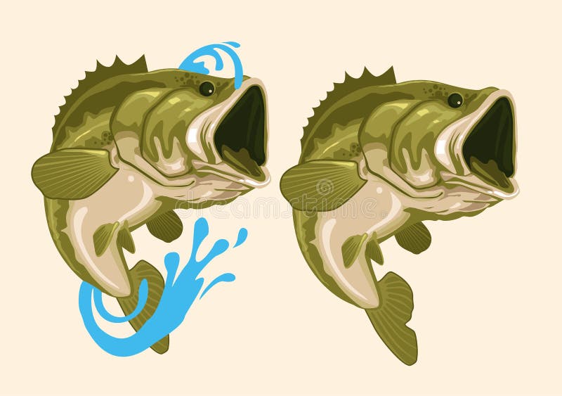Green Bass Fish Cartoon in Vector Stock Vector - Illustration of green ...