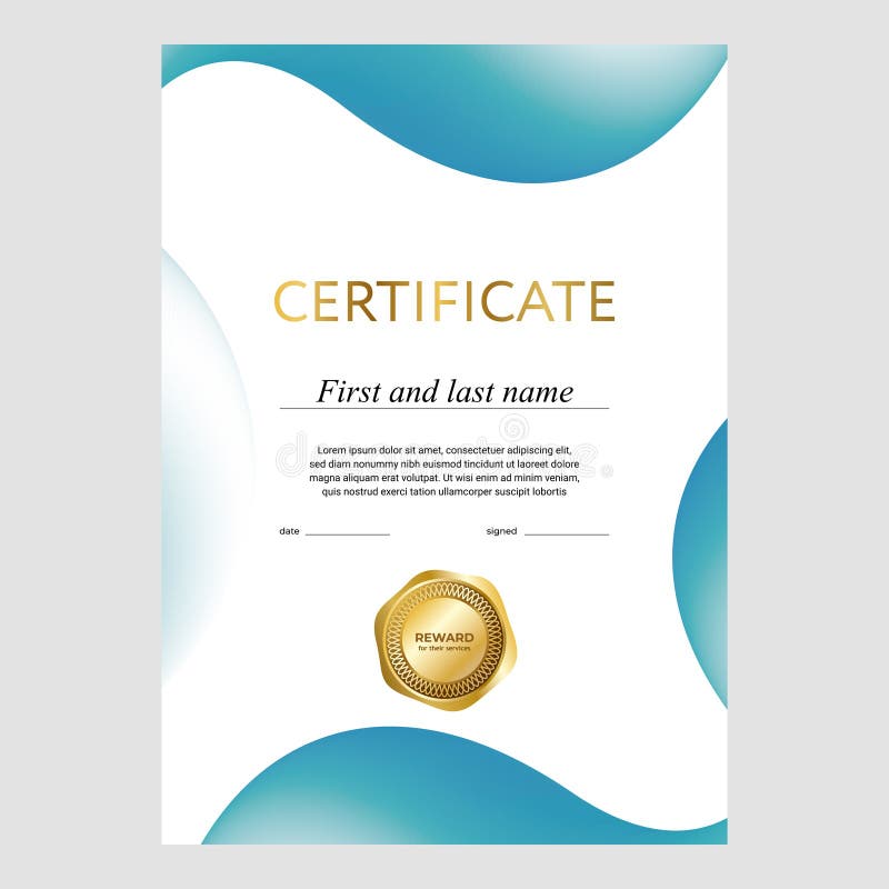 Design of Certificate, Diploma with Medal, Seal, Layout in Vector Stock ...