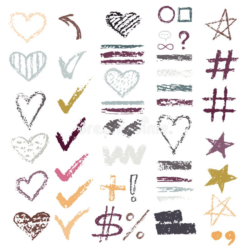 Set Hand Drawn Check Mark, Tick and Cross Brush Signs, Checkmark OK and ...