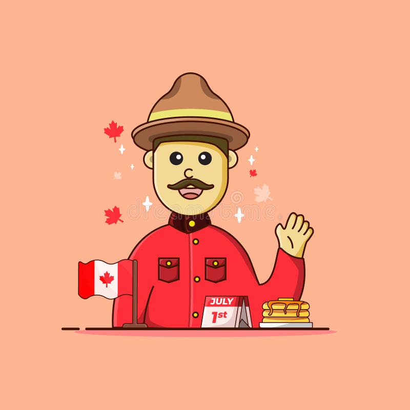 Design Character Canadian Ranger with Pancake and Flag Canada Stock ...