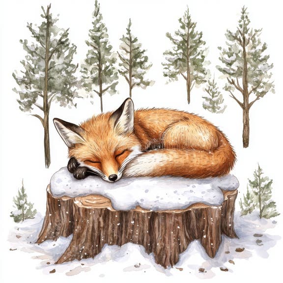 Design a Charming Fox Illustration Using Crayon and Watercolor Methods ...