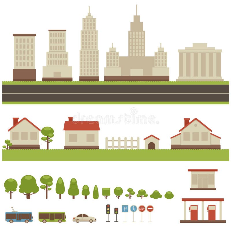 Design city elements stock vector. Illustration of street - 45959228