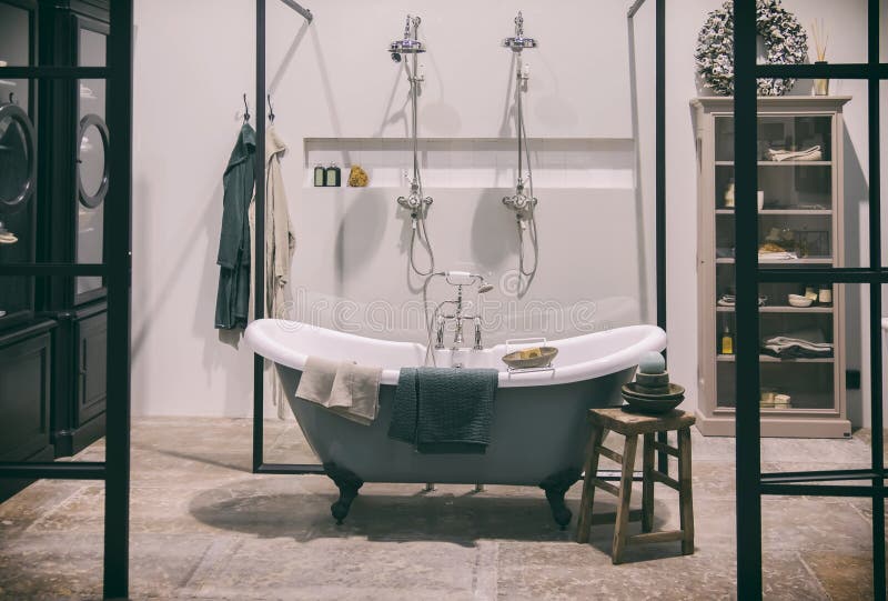 Classic Bathroom With Old Bathtub Stock Photo - Image of indoors, bath ...