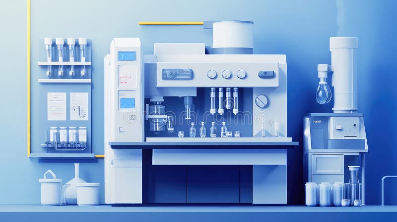 Design Clean Infographic of Lab Machine Simulation Stock Illustration - Illustration of ...