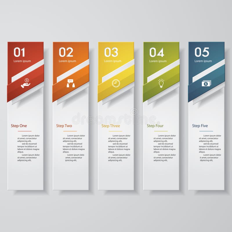 Design Clean Number Banners Template. 5 Steps. Vector. Stock Vector ...