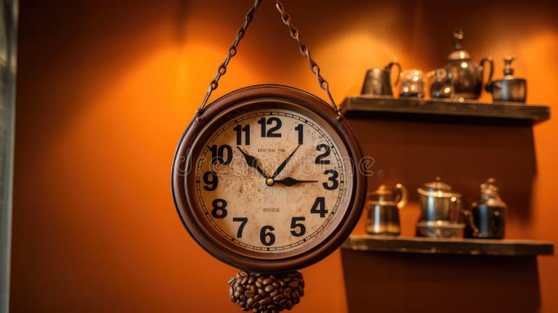 Design coffee clock stock illustration. Illustration of interior ...