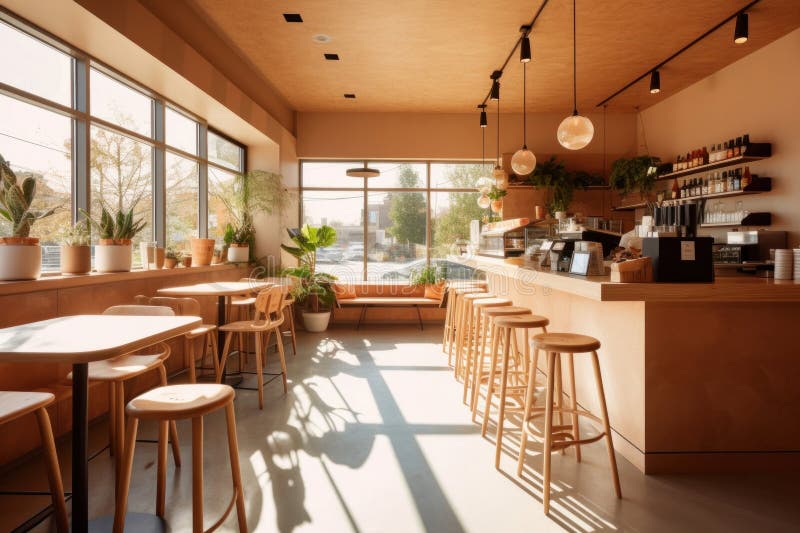 Design of a Coffee Shop with Kitchen Counter and Sitting Area Stock ...