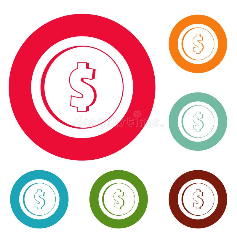 Design Coin Icons Circle Set Vector Stock Vector - Illustration of ...