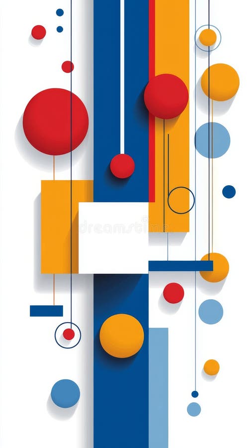 The Design of Colorful Geometric Structures on a White Background Makes ...