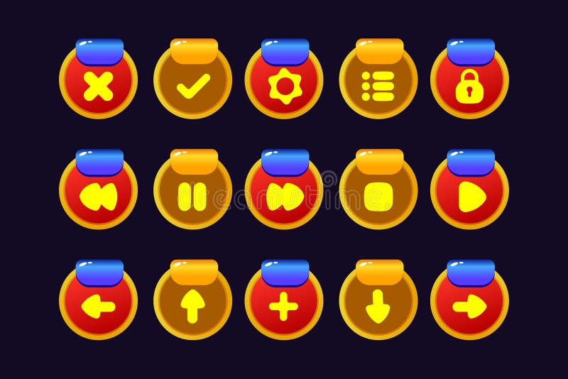 Design for Complete Set of Level Button Game Popup Icon Window and ...