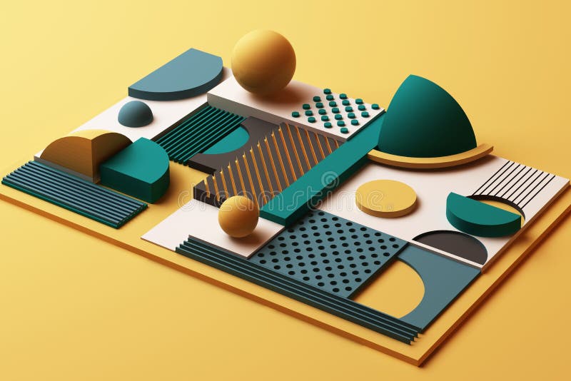 Design with Composition of Geometric Shapes Stock Illustration ...