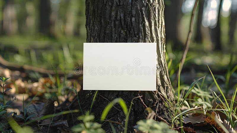 Design Concept of an Empty Card Placed on a Tree Trunk in a Forest ...