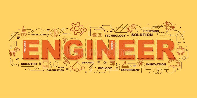 Word engineer magnified stock illustration. Illustration of glass ...
