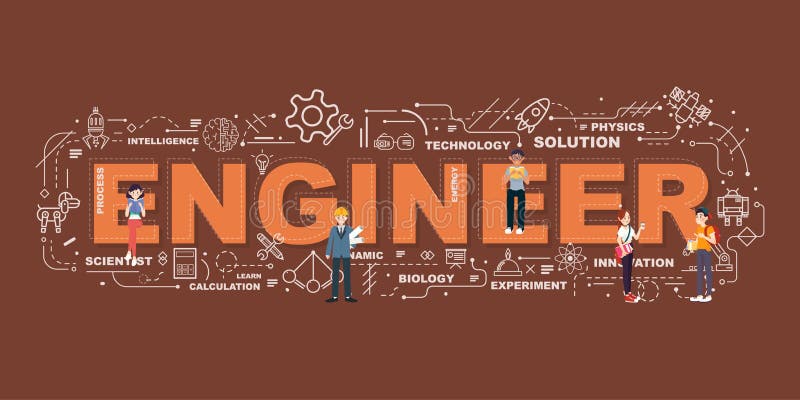 Word engineer magnified stock illustration. Illustration of glass ...